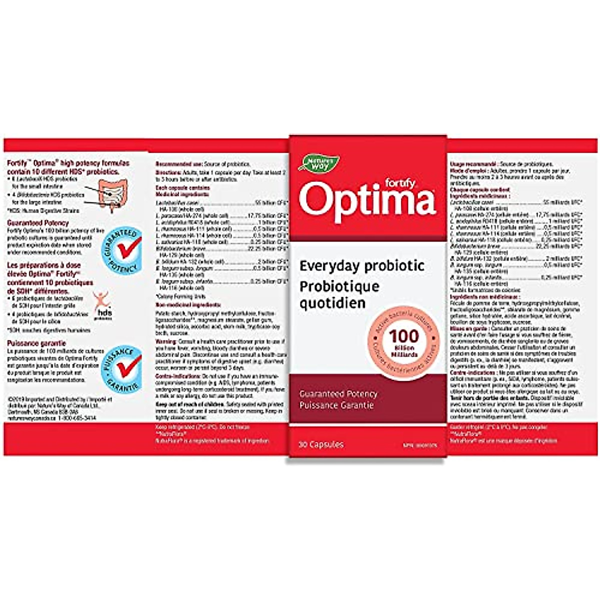 Nature’s Way Fortify Optima Daily Probiotic, 100 Billion, 15 Strains, Digestive & Immune Support*, with Prebiotics, 30 Capsules