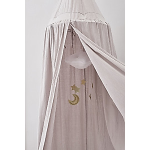 Edith qi Kids Baby Bed Canopy, Girls Boys Bedding Round Dome Children Princess Castle Play Tent Cotton Net, Indoor Outdoor Castle Hanging House Decoration Nursery Reading Nook Cotton Canvas