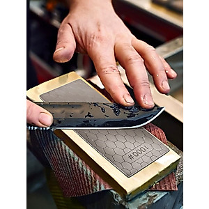 2PCS Diamond Sharpening Stone, Kalolary Knife Sharpener Stone Whetstone Honeycomb Surface Diamond Sharpener Plate with Non-slip Base for Pocket Knives Scissors, Outdoor Kitchen Tools (400/1000 Grit)