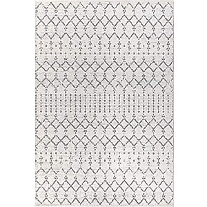 JONATHAN Y MOH101B-4 Moroccan Hype Boho Vintage Diamond 4 ft. x 6 ft. Area Rug, Bohemian, Southwestern, Casual, Transitional, Pet Friendly, Non Shedding, Stain Resistant, Easy-Cleaning, Cream/Gray