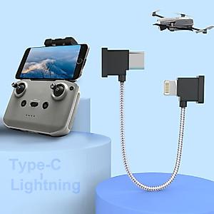 MTAKYI USB C-Lightning 0.5FT/15CM iPhone Charge+Data Remote Controller Cable,for DJI Mavic Air 2,Mavic Air 2S,Mavic Mini 2,Mavic 3,Drone Accessories Nylon Braided OTG Adapter (Apple/iOS Connector)