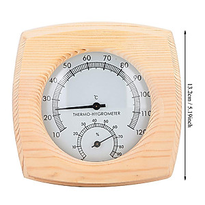 B18JPsF Wooden Sauna Thermometer,Sauna Room Hygrometer Thermometer Digital Sauna Temperature Meter Humidity Meter Used in Sauna Room, Bathroom, Hot Tubs Supplies etc