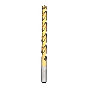 BOSCH TI2149 1-Piece 11/32 In. x 4-3/4 In. Titanium Nitride Coated Metal Drill Bit with 3/8 In. Reduced Shank for Applications in Heavy-Gauge Carbon Steels, Light Gauge Metal, Hardwood