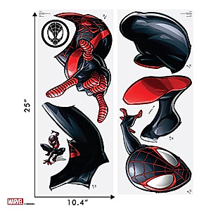 Wall Palz Marvel Miles Morales Wall Decal - Marvel Wall Decals with 3D Augmented Reality Interaction - 28" Spider-Man Miles Morales Bedroom Wall Decor