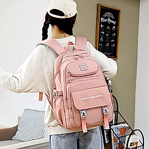 ROER Univeristy Bookbag copmuter Daypack Backpack Outdoor Bag Waterproof Travel Notebook College Backpack for woman (Pink)
