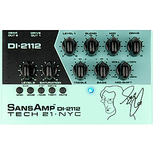 Tech 21 Geddy Lee DI-2112 Signature SansAmp Bass Preamp Pedal Bundle with 2 MXR Patch Cables and Dunlop Pick Pack