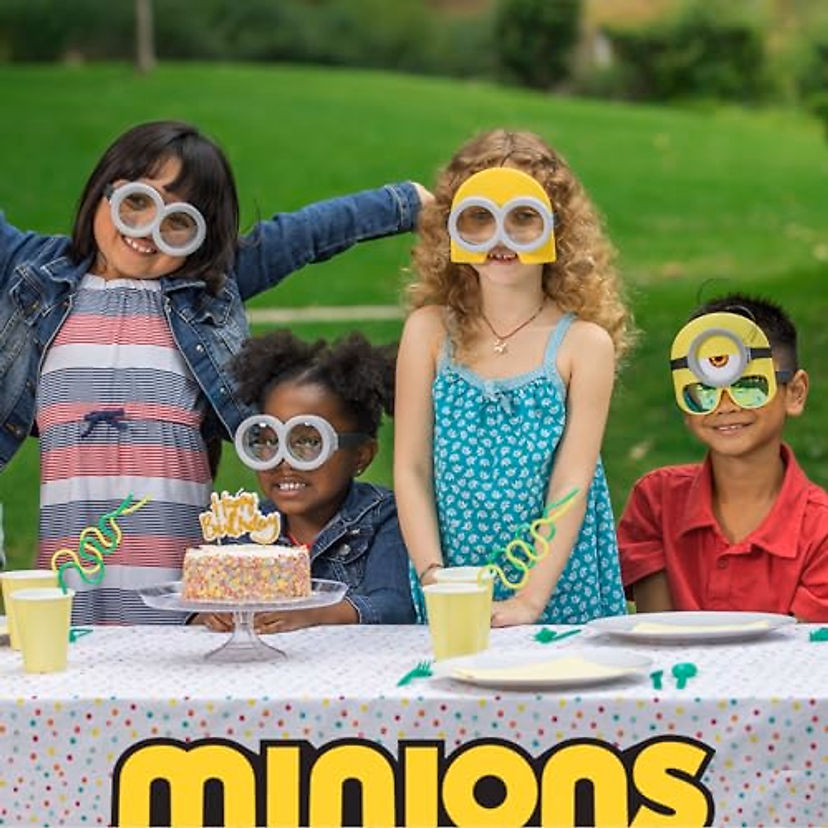 Sun-Staches Minions Official Kevin Goggles Mask | Costume Accessory |White Goggles Signature Yellow Minion Mask | One Size Fits Most