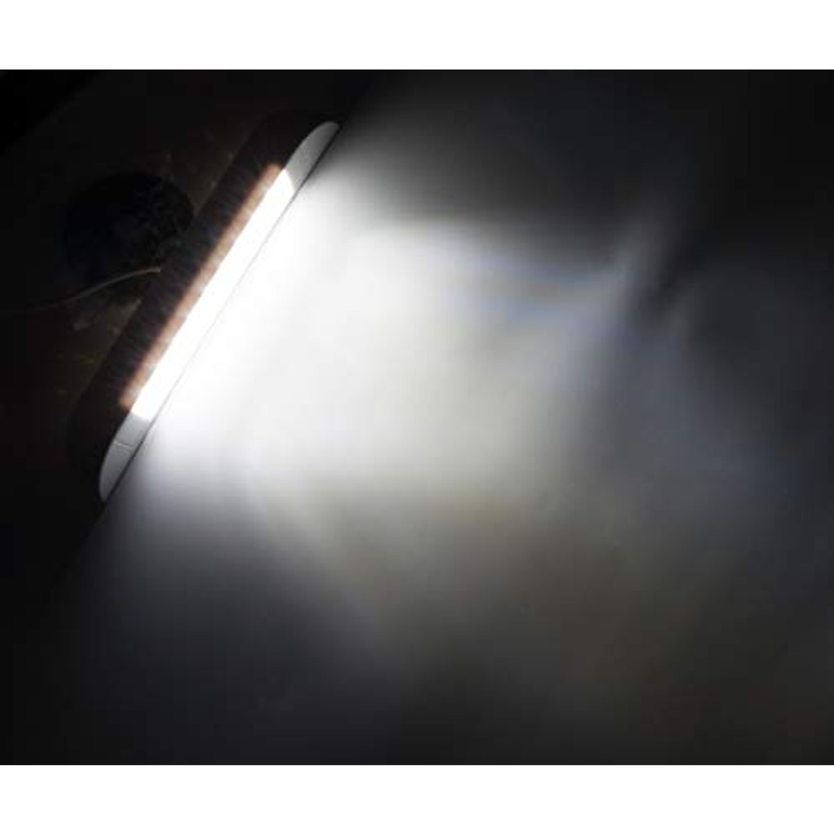 Raycharm 10" RV & Marine Boat LED Awning Porch Utility Light Fixture, 40° Down Angle Beam, 6000K Cool-White Super Bright, 12V/24V DC, High Light-Output Low Ampere Draw, Waterproof White Finish, 2-Pack