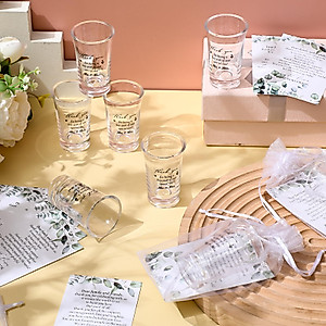 Uiifan Short Glasses Wedding Favors for Guests Acrylic Clear Plastic Shot Glass Wedding Shot Glass with Card Organza Bag Wedding Party Favors Thank You Gifts for Friends Family Bridal Shower(50 Sets)