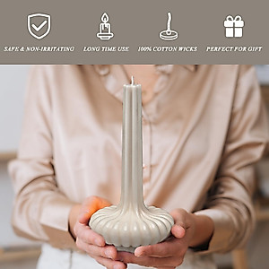 Eefaiphe Pumpkin Base Candle Beautiful Pillar Scented Soy Wax Candle 1pc Handmade Pillar Aesthetic Candles Elegant for Home Room Shelf Decor Housewarming Gift Bathroom Living Room White(Medium)