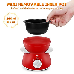 BTToyy Mini Chocolate Fondue Pot,Mini Chocolate Melting Pot,Electric Chocolate Melting Set,Chocolate Warmer,Includes 10 Dipping Forks For Candy,Chocolate,Cheese in Parties 260ML / 8.79OZ (Red)