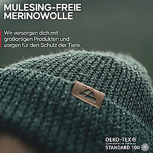 DANISH ENDURANCE Merino Wool Beanie for Men & Women, Knitted Winter Hat, Grey, One Size