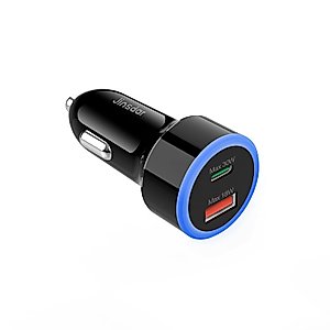 Jinsdar USB C Car Charger, 48W Type C Car Phone Charger Adapter Cigarette Lighter Super Fast Charging PD 3.0 QC Dual Port Cargador for iPhone 15/14/13, Samsung Galaxy S23/S22, Google Pixel 8/7