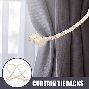 iplusmile 2 Pcs Curtain Magnetic Button Curtain Ties Weave Rope Curtain Tiebacks Woven Rope Curtain Tiebacks Magnetic Drape Curtain Tiebacks Weave Rope Curtain Tie Backs Cotton No Punching