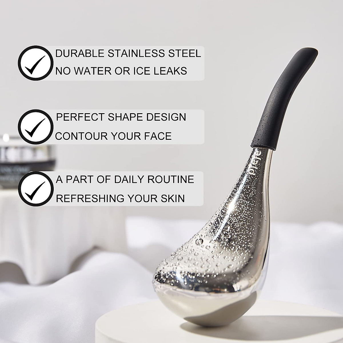 Pfefe Ice Globes Facial Skin Care Tools for Women Face Eyes, Stainless Steel Face Beauty Cryo Sticks for Girls Ladies, Esthetician Supplies Cooling Spa Globes Cold Roller with Storage Case