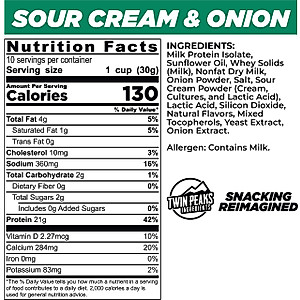 Twin Peaks Low Carb, Keto Friendly Protein Puffs Combo Pack, 1 Jug Sour Cream Flavor Puffs + 1 Jug Nacho Cheese Flavor Puffs