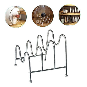 Zerodeko 3pcs Three Layer Pot Lid Rack, Iron, Silver, Storage Rack