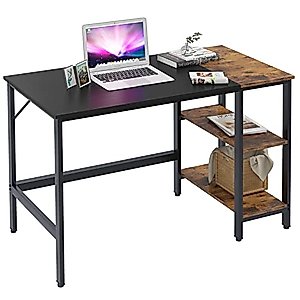 soges 47.2 Inch Home Office Computer Desk, Study Writing Table Desk with with Splice Board, Wooden Study Working Table Desk with 2-Tier Storage Shelf,Modern Laptop PC Table
