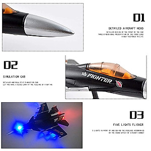 HSOMiD Army Air Force Fighter Jet Toy Military Airplane - Fun Lights and Sounds, Bump and Go Action Pretend Play Kids Aircraft Bomber Plane