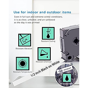 Aitaperste Compatible Tape Replacement for Brother TZe-231 TZe TZ Tape 12mm 0.47 Laminated White Compatible with Ptouch Label Maker PT-H110 PT-D210 PT-1290 PT-D600 PT-P700 PT-D450, 26.2 Feet, 4 Pack