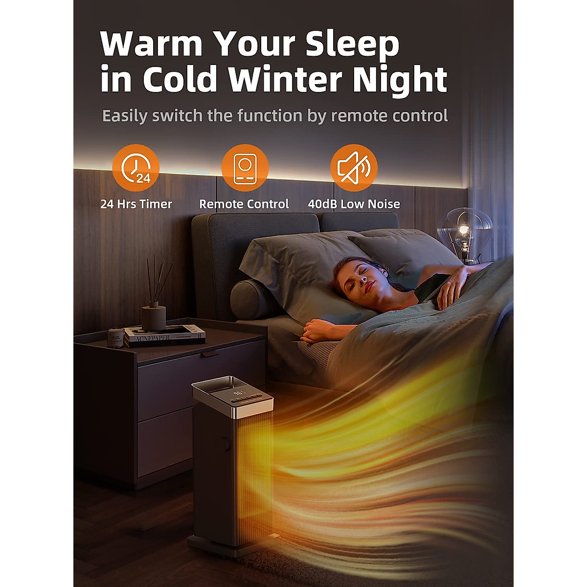 BREEZOME Space Heater, 1500W Fast Heating Heater for Indoor Use, Ceramic Electric Heater for Home with Thermostat, 90° Oscillating Portable Heater with Remote