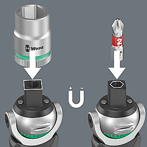 Wera 05004283001 8009 Zyklop Pocket Set Imperial 2, Ratchet Set, 18 Pieces, Black Green