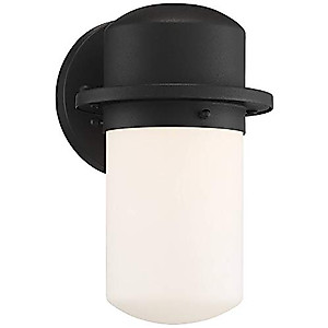 Possini Euro Design Mallow Modern Contemporary Outdoor Wall Light Fixture LED Textured Black 9 1/4" White Opal Glass for Exterior House Porch Patio Outside Deck Garage Yard Front Door Garden Home