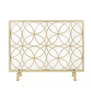 Christopher Knight Home Valeno Single Panel Iron Fireplace Screen, Gold