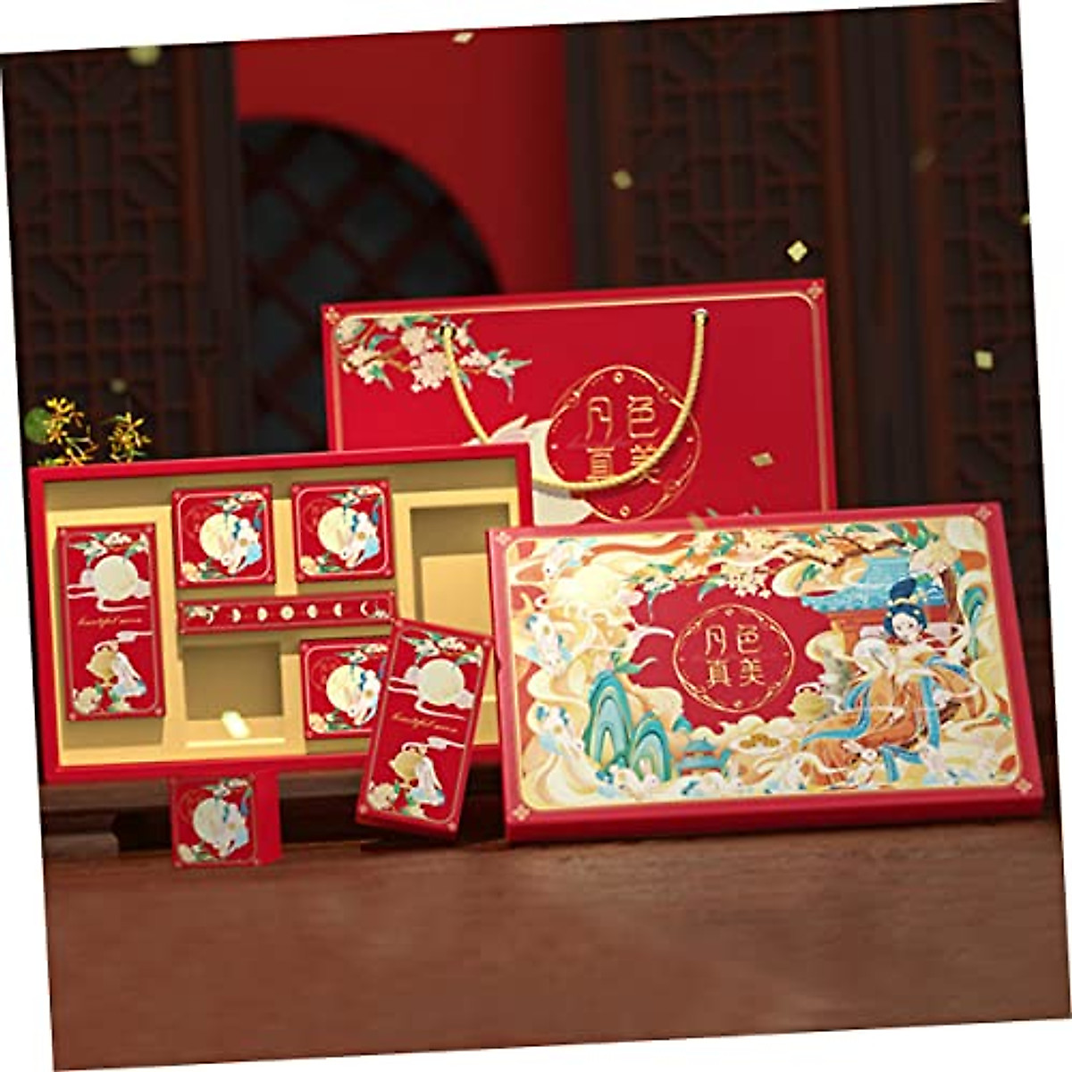 Abaodam 1 Set Moon Cake Box Dessert Containers Mini Paper Cups Mini Muffins Mooncake Packaging Box Christmas Muffin Boxes Bakery Wrapping Box Mid-autumn Festival Supply Moon Cake Case Gift