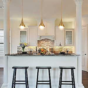 Dijiahua Gold Pendant Lights Kitchen Island 3 Pack, Modern Brass Raindrop Pendant Light Fixture Set of 3 with Clear Glass Globe,Mini Teardrop Chandelier,Adjustable Cord Hanging Lighting for Sink