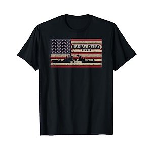 USS Berkeley DDG-15 Destroyer Ship USA American Flag T-Shirt