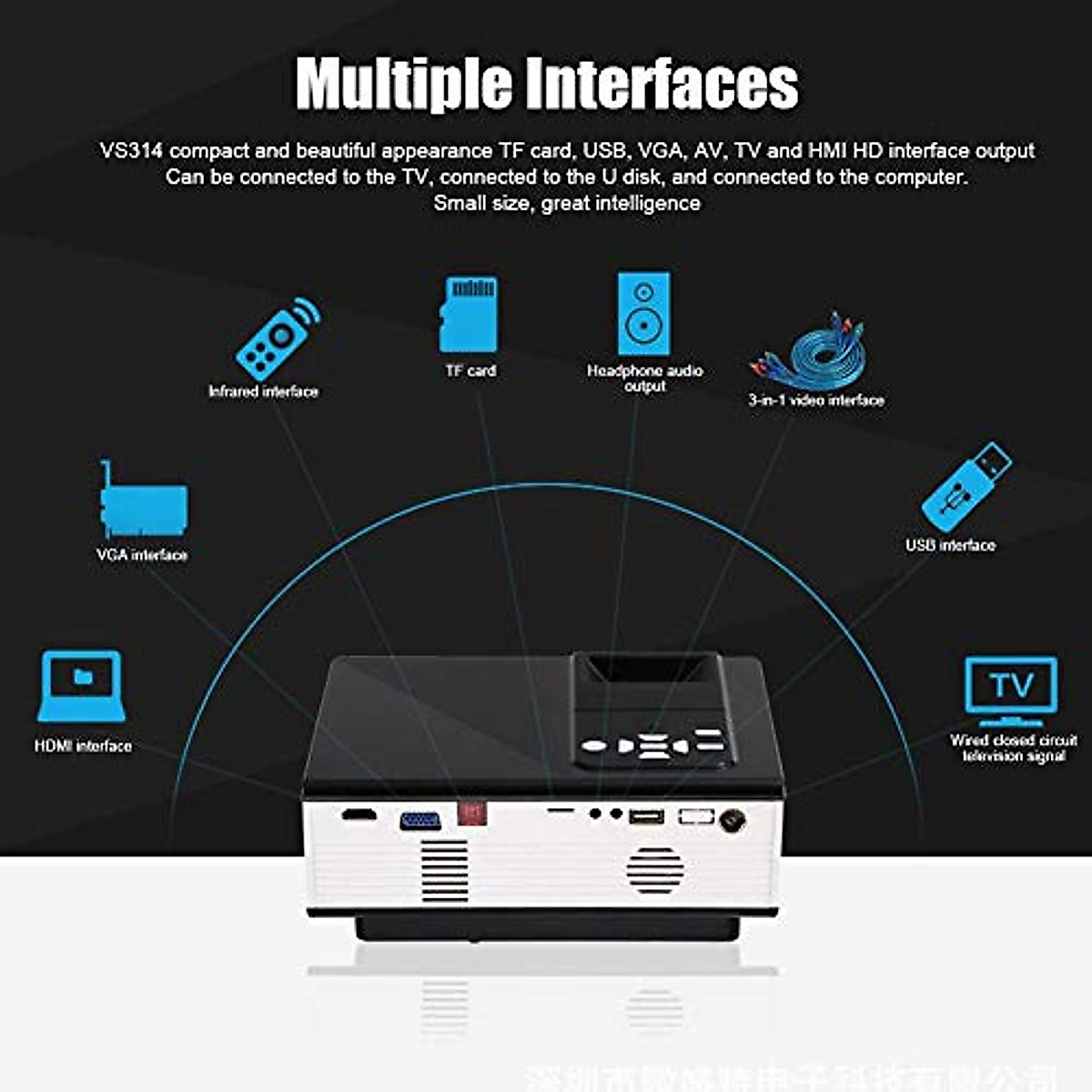 VS314 Mini Projector, 1500 Lumens HD Video Projector 180'' Home Cinema LCD Movie Projector with Remote Control Support 1080P External Phone Sync Screen Micro Projecting for Home Entertainment (US)