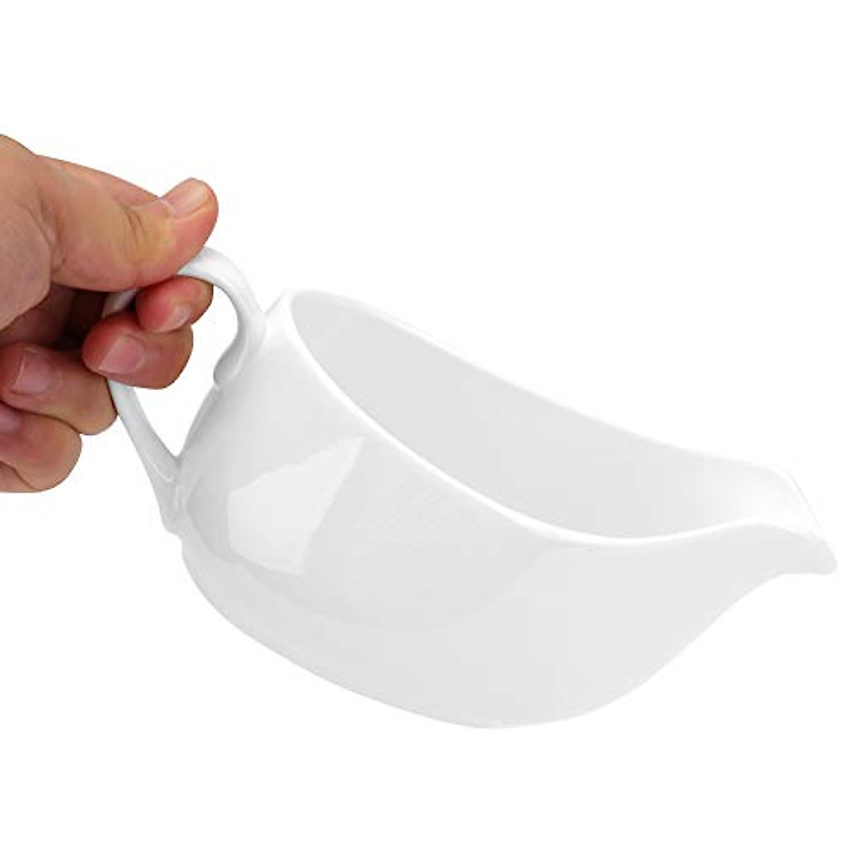 Yesland 2 Pcs 15 oz Gravy Boat, Ceramic White Easy-Pour Gravy Boat for Dining, Holiday Meals & Parties