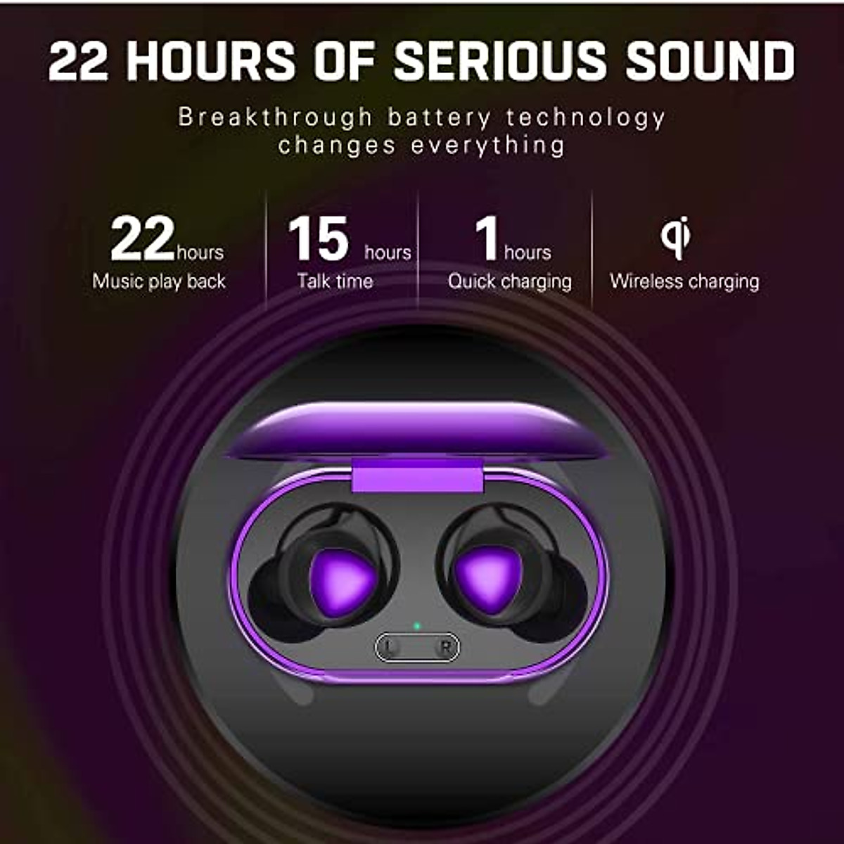 Urbanx Street Buds Plus True Bluetooth Earbud Headphones for Oppo A7 - Wireless Earbuds w/Noise Isolation - Purple (US Version with Warranty)