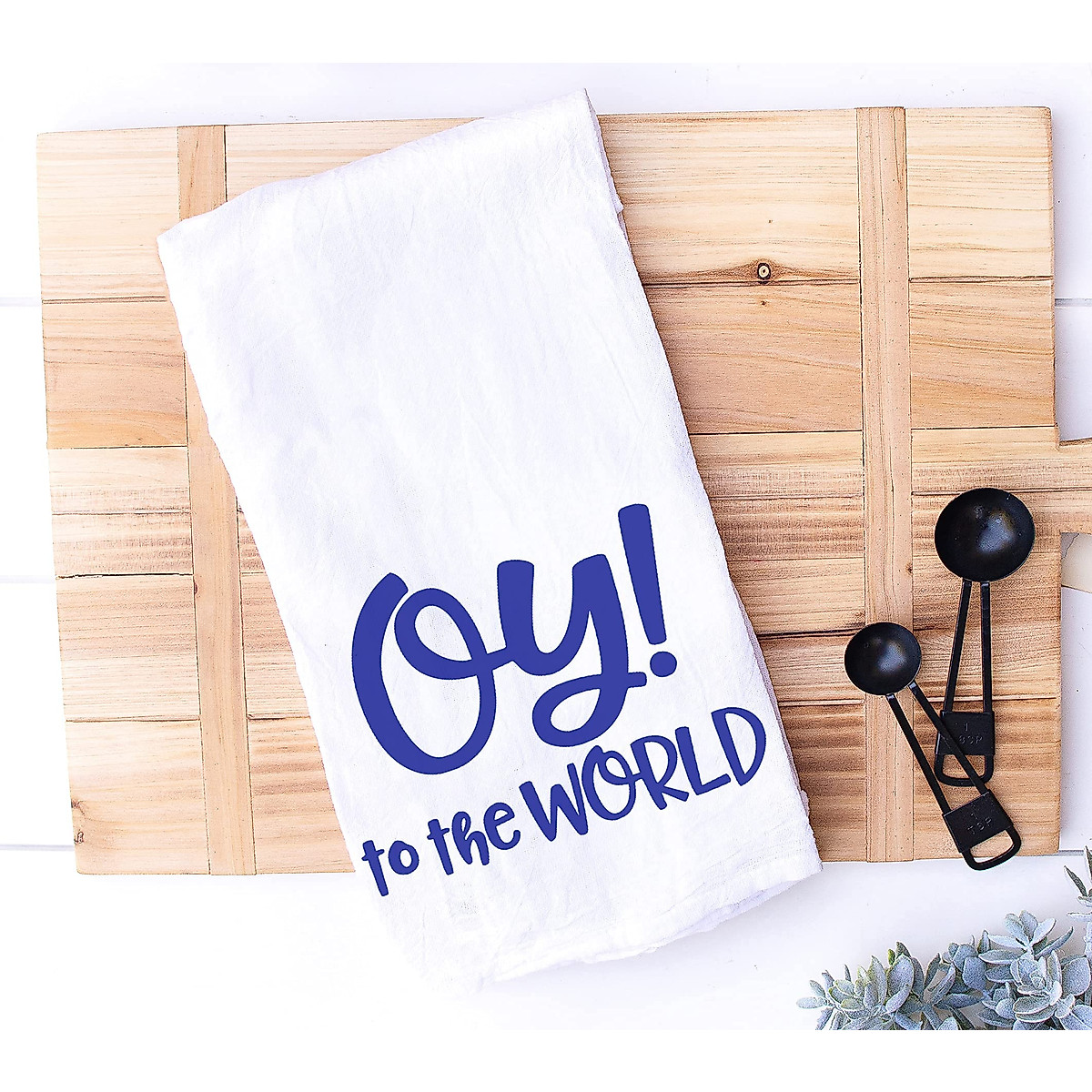 Funny Jewish Holiday Kitchen Towel Set, Jewish Puns, Oy to the World and Happy Challah Days Towel Set, Hostess and Housewarming Gift for Jewish Holiday (Oy to the World & Happy Challah Days)