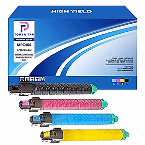 Toner Tap High Yield for Ricoh MP C406 C307 C306 (4-Pack Bundle) 842091 842092 842093 842094 Compatible Cartridge Replacements