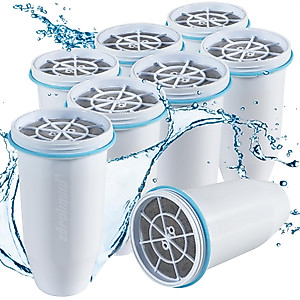 Zeroliquid ZR-001 Water Filter Replacement, Replacement Water Filters for Pitchers and Dispensers, Advanced 6-Stage Filter 0 TDS System (8 pack)