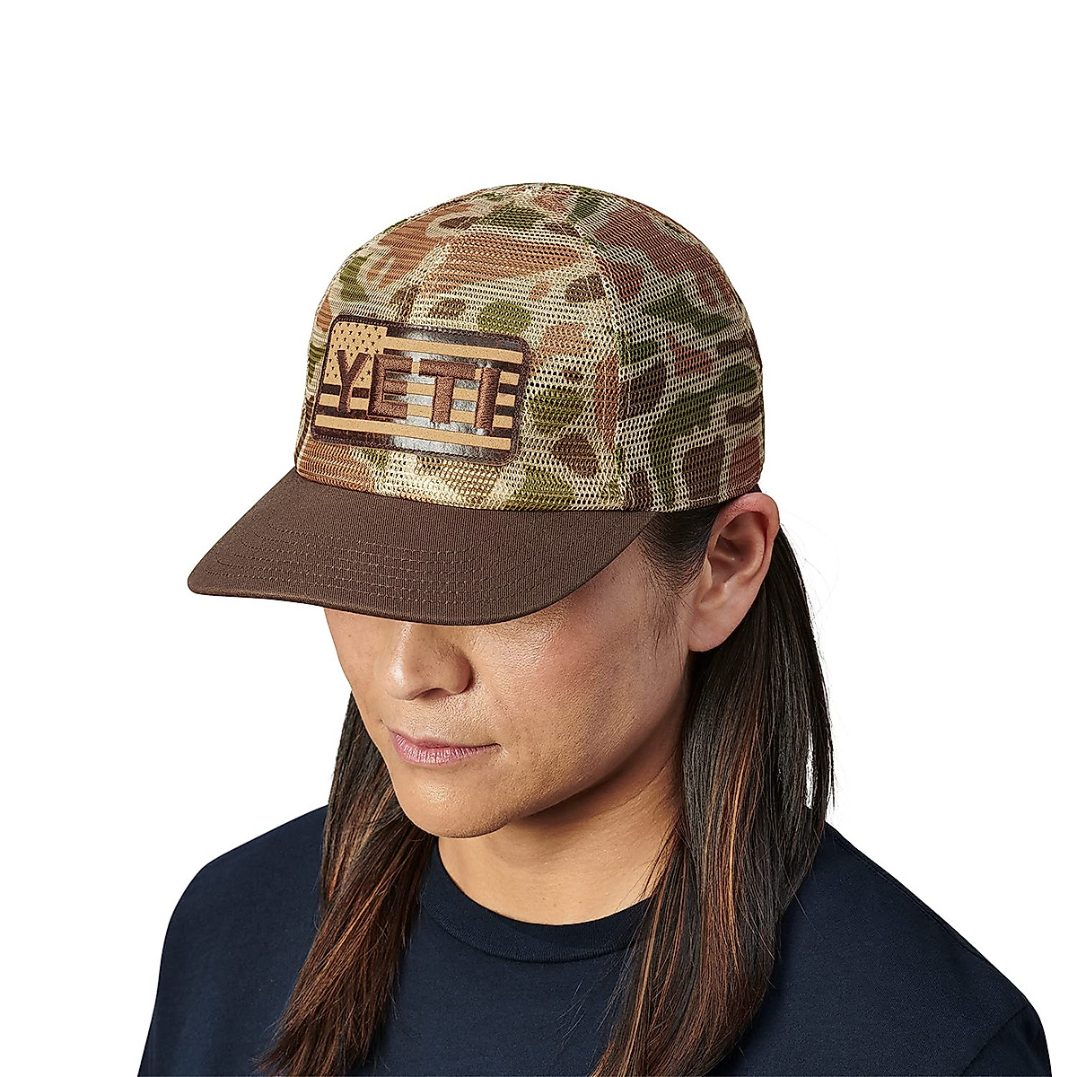 YETI USA Flag Hat, Brown/Camo, One Size
