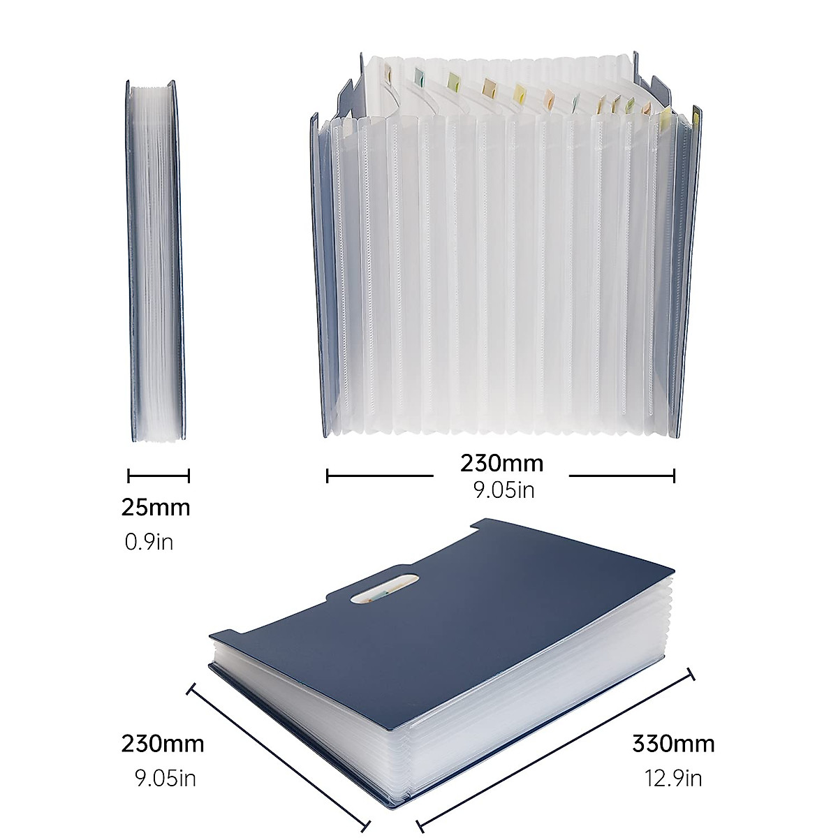 RANLOVE 13-Compartment Expanding File A4 Expandable File Document Folder Expanding Folder Sorting Folder Size Large Capacity Waterproof (Pink in Horizontal Style)