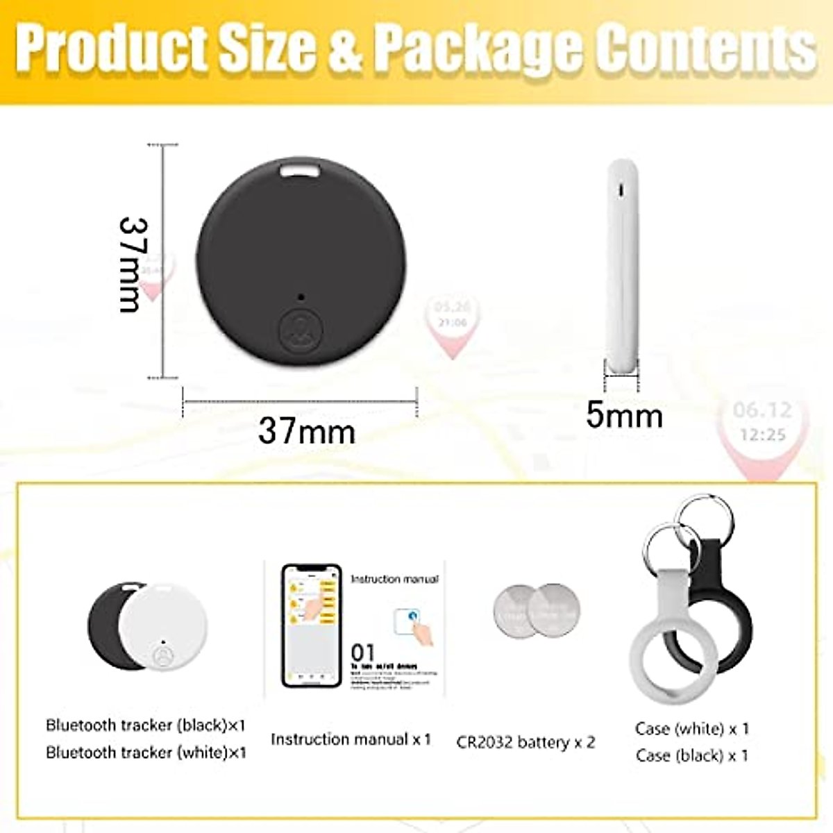 NouSKaU Portable Pet GPS Tracking - Bluetooth 5.0 Mobile Key Tracking Smart Anti-Loss Device - 2022 Mini Pet GPS Locator Bluetooth Tracer Include Batteries and Protective Case, Fit for iOS (2 Pack)