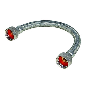 Eastman Steam Dryer Adapter Hose, 3/4 Inch FHT x 3/4 Inch FHT Connectors, 1 ft Braided Stainless Steel Hose, 41021