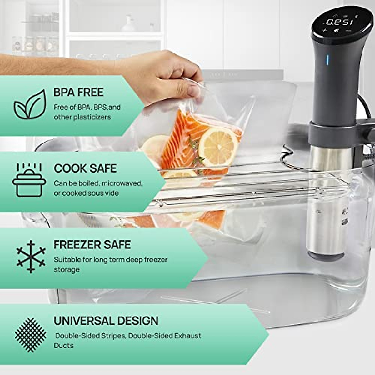 Vakumar Vacuum Sealer Bags 2 pack 8''x60' Rolls for Food, Seal a Meal, Commercial Grade, BPA Free, Commercial Grade, Great for Storage, Meal prep and Sous Vide