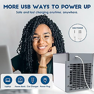 Portable Air Conditioner, 3-IN-1 Evaporative Air Cooler, 4-Speed Mini Air Conditioners with USB for Room/Office/Camping