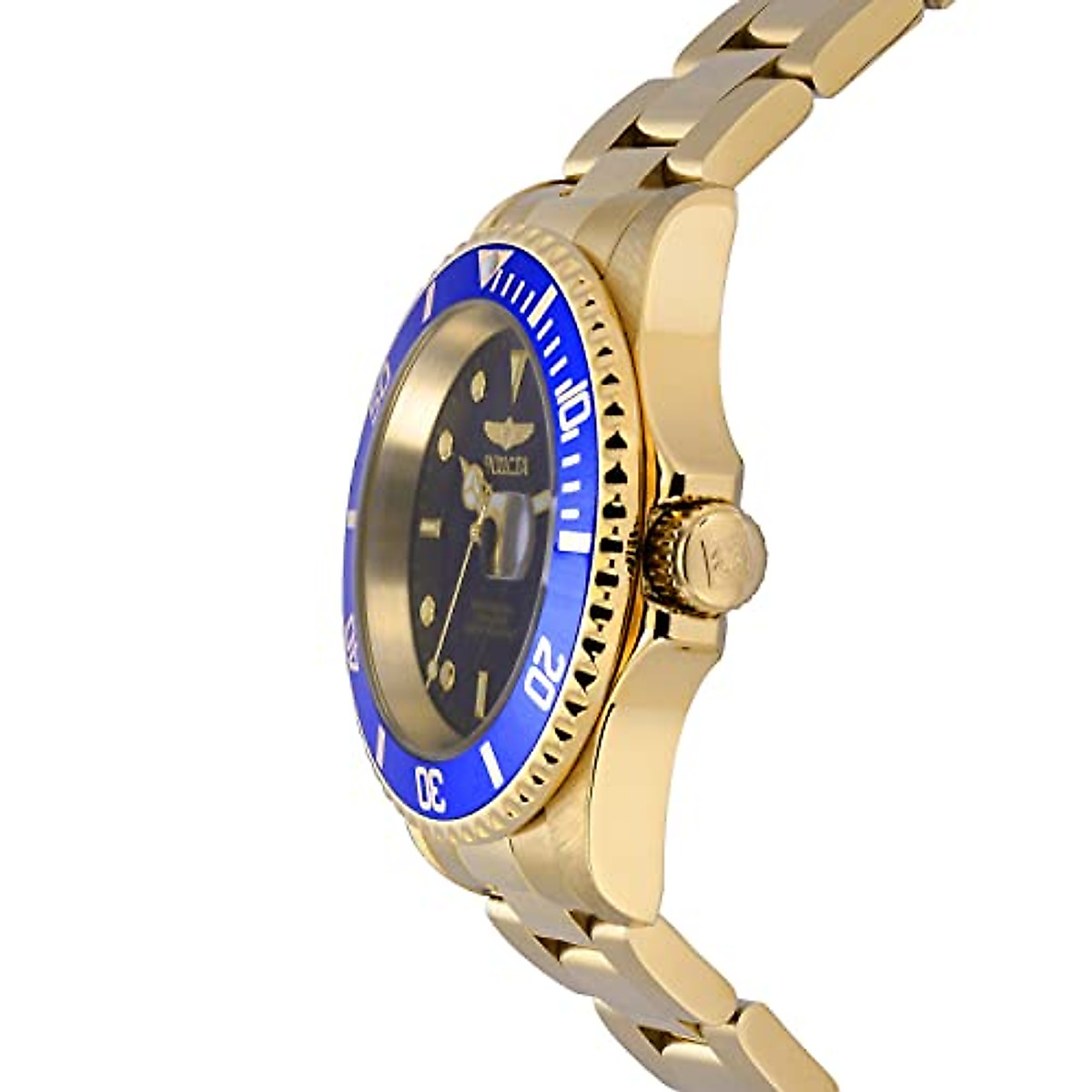 Invicta Men's Pro Diver Quartz Watch with Stainless Steel Strap, Gold/Blue, 20 (Model: 26974)