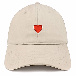 Trendy Apparel Shop Emoticon Heart Embroidered Cotton Adjustable Ball Cap Dad Hat - Stone
