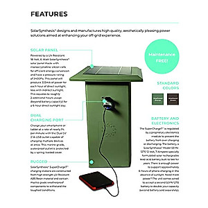 SuperCharge7™ Solar Powered USB Charging Station in Weathered Bronze, Cell Phone Charger, Outdoor, Weatherproof