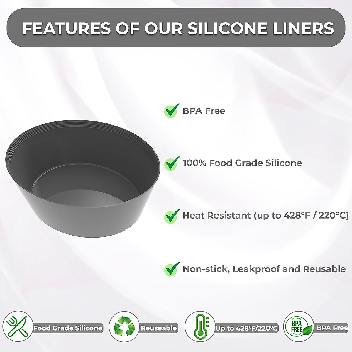 Silicone Slow Cooker Liners for 7-8QT CrockPot and other Oval Slow Cookers - Silicone Crock Pot Liners for 7-8 Quart Crock Pots - Reusable, Leakproof & Food-Grade Silicone Crock Pot Inserts - (Gray)