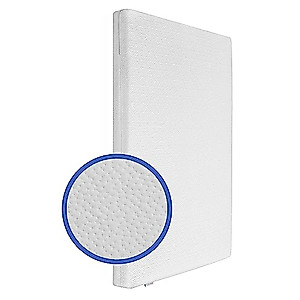 Mini Crib Mattress, 2-Stage Dual Firmness with High Density Support Foam and Cooling Gel Memory Foam, 38 x 24 inch Mini Mattress for Crib with Ultra-Soft Jacquard Cover, Removable and Washable, White