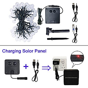 Solar String Lights Outdoor Waterproof, 30.2 FT 60 LED Crystal Globe Twinkle Lights Solar& USB Powered with 8 Lighting Modes for Garden Patio Backyard Party Wedding (60 LED, Multi-Colored)