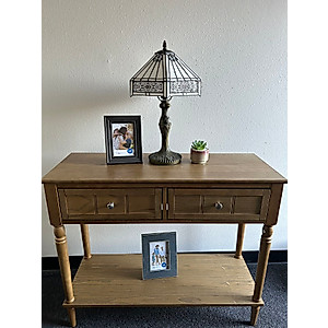 enjoy decor lamps Tiffany Table Lamp White Stained Glass Hexagon LED Bulb Included for Living Room Dining Room Bedroom Bedside 12'W*12" D*19" H